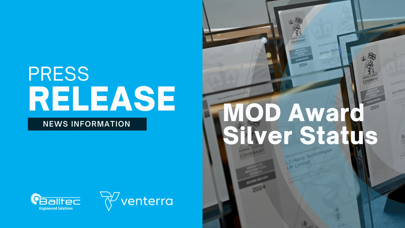 Venterra Recognised By UK’s Ministry Of Defence For Support To Veterans - Balltec